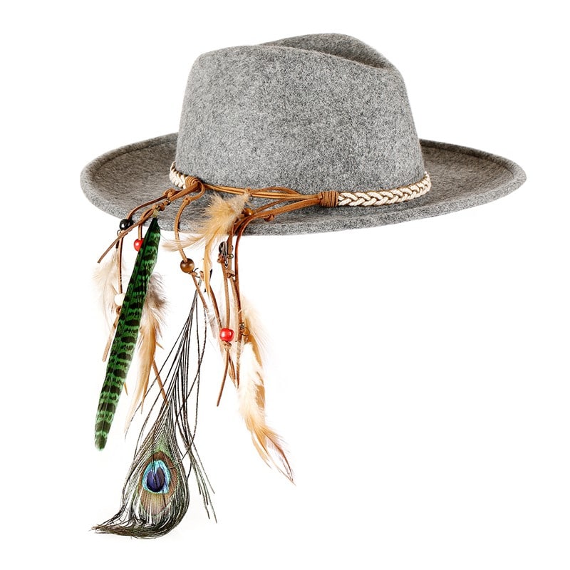 Bohemian Feather Embellished Hat - bohogammastyle