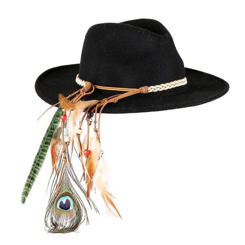 Bohemian Feather Embellished Hat - bohogammastyle